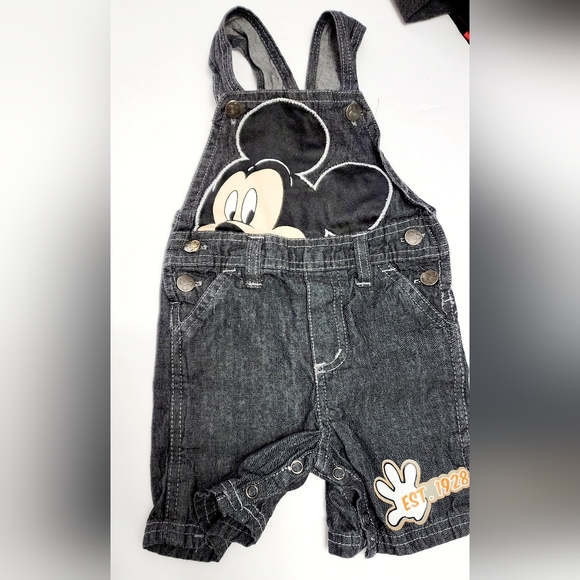 Disney | Bottoms | Disney Mickey Mouse Black Denim Shortall | Poshmark